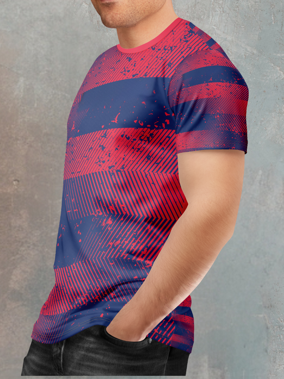 Diagonal Red Abstract Mesh Pattern Sports T-shirt for men – Maxosports